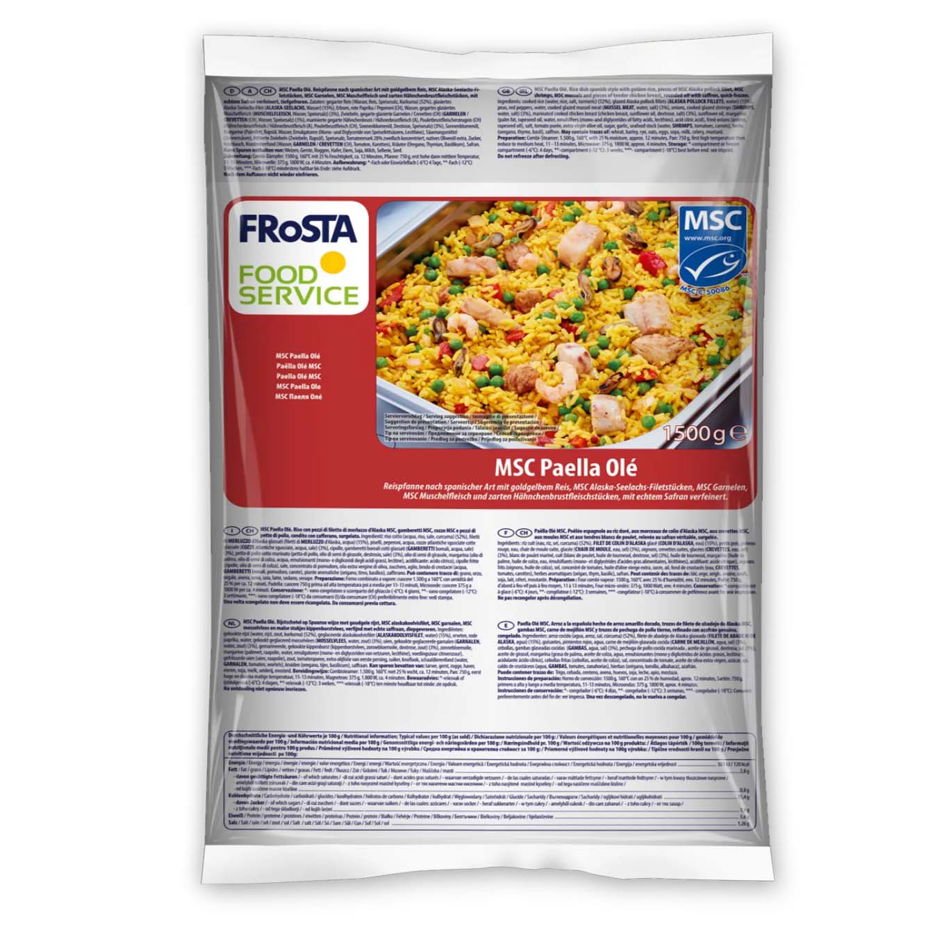 Paelja, (rīsi, Mintaja fileja, garneles, mīdijas, vistas krūtiņa) 1.5kg